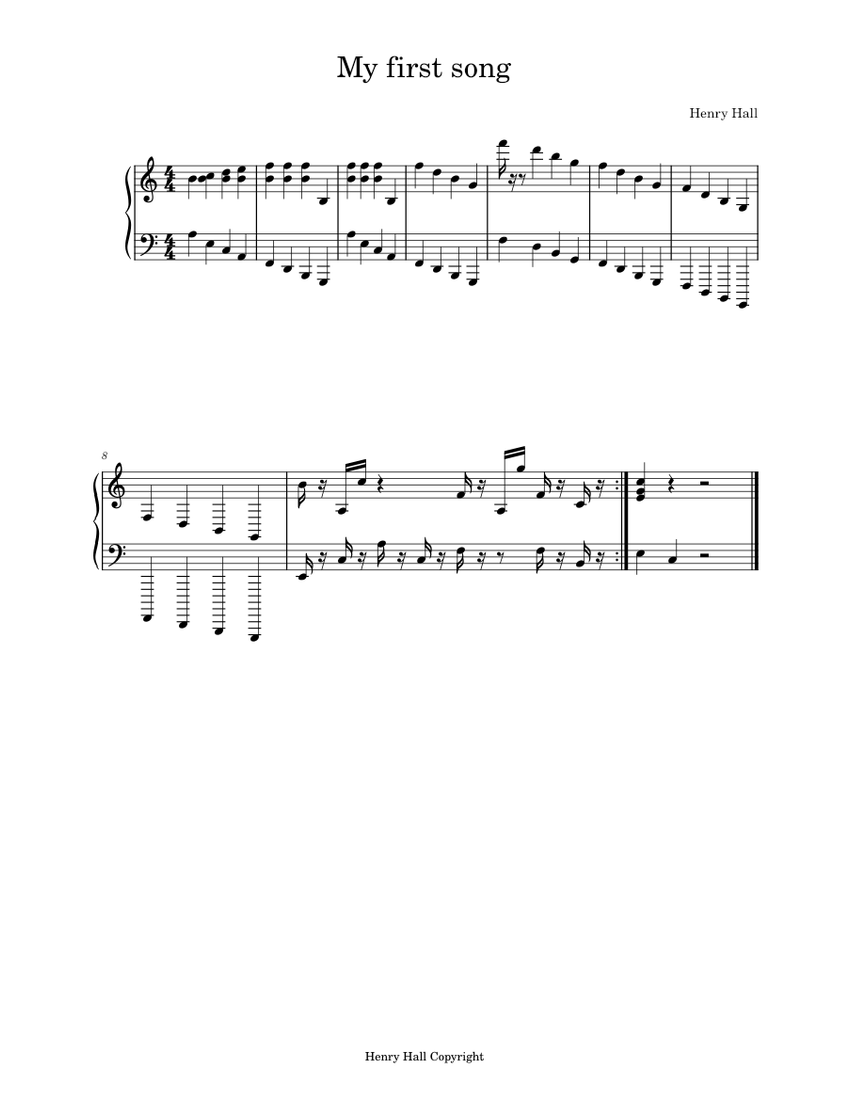 My first song Sheet music for Piano (Solo) Easy | Musescore.com