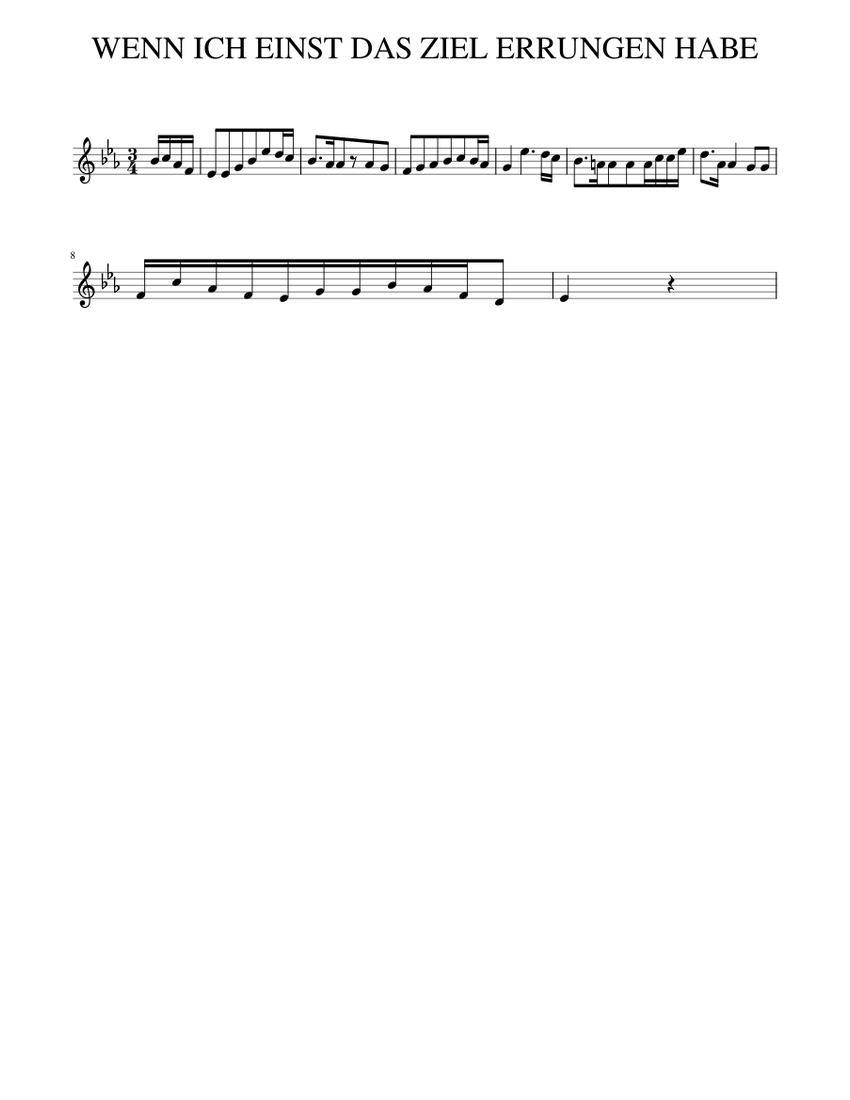 WENN ICH EINST DAS ZIEL ERRUNGEN HABE Sheet music for Piano (Solo) Easy ...