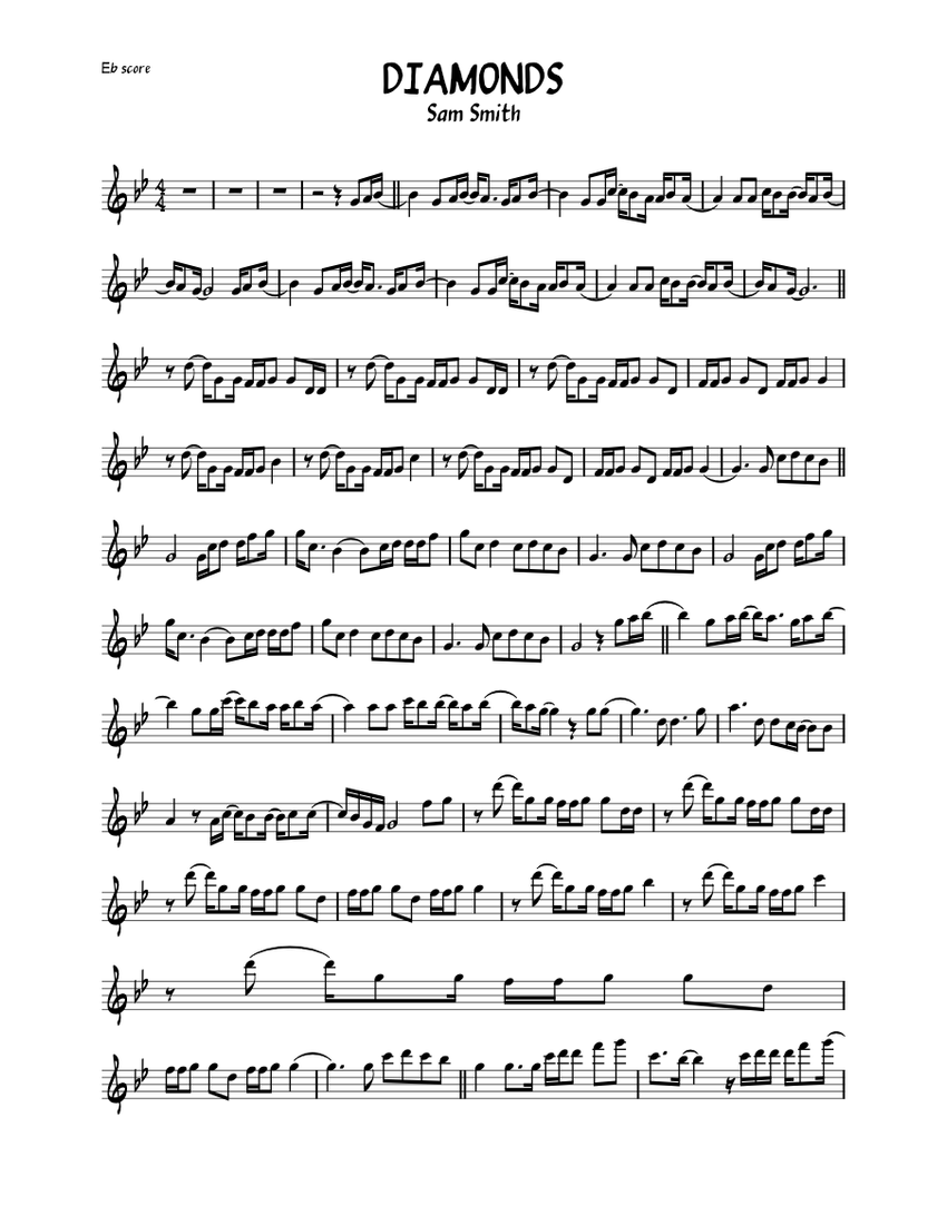 Diamonds – Sam Smith (ALTO SAX RMX) Sheet music for Piano (Solo) Easy ...