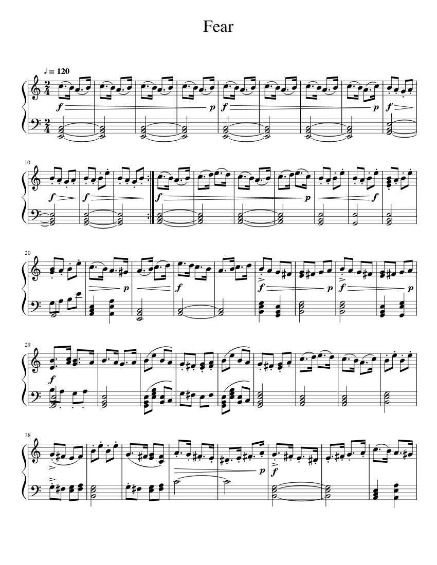Fear Sheet music for Piano (Solo) Easy | Musescore.com