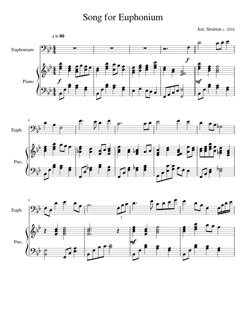 Song for Euphonium Sheet Music for Piano, Euphonium (Solo) | MuseScore.com