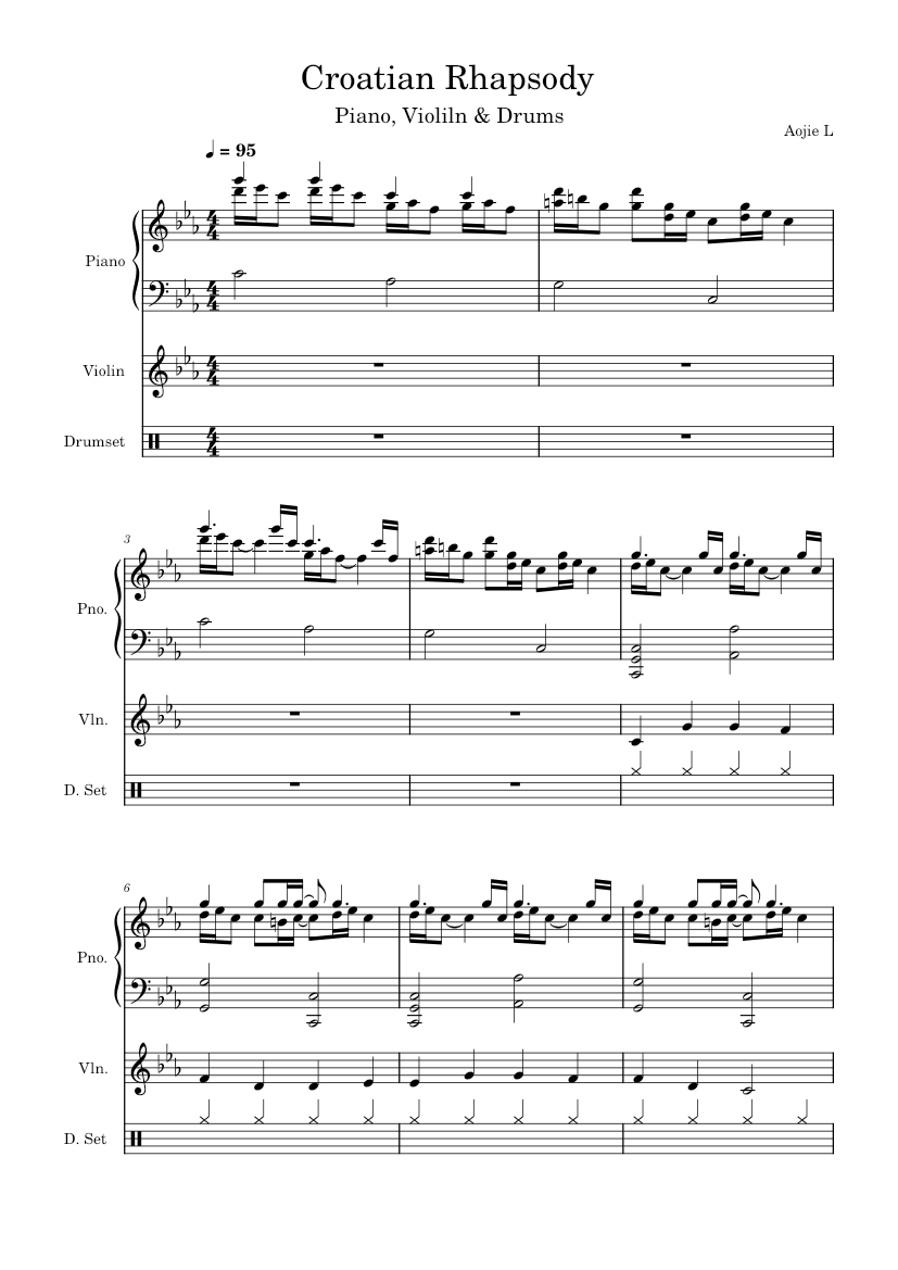 Croatian Rhapsody – Tonči Huljić Sheet Music for Piano, Violin, Drum ...