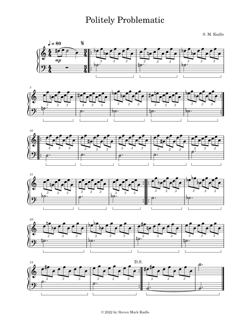Politely Problematic - Steven Kudlo Sheet music for Piano (Solo) Easy ...