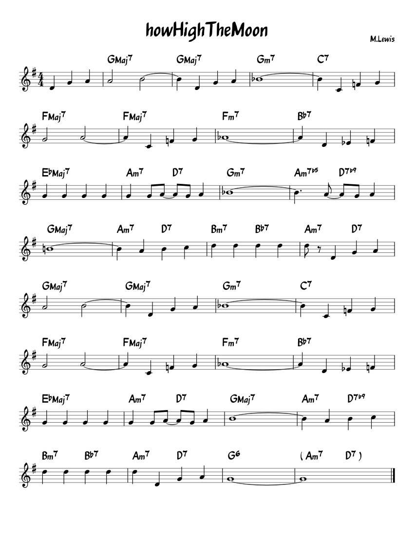 How High the Moon Sheet music for Piano (Solo) Easy | Musescore.com