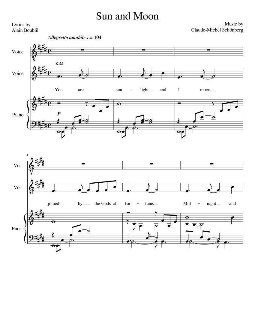 Sun and Moon Sheet music for Piano, Vocals (Mixed Trio) | Musescore.com