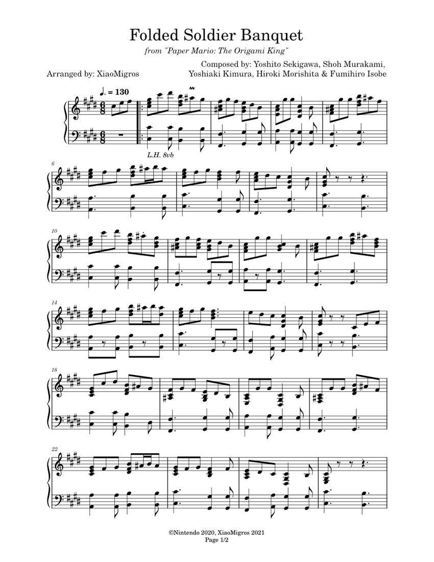 Folded Soldier Banquet - Paper Mario: The Origami King Sheet music for ...