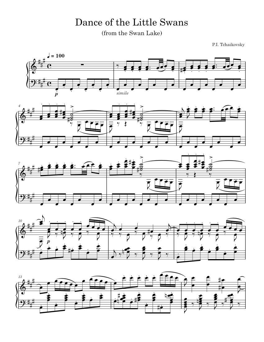 Dance of the Little Swans Sheet music for Piano (Solo) | Musescore.com