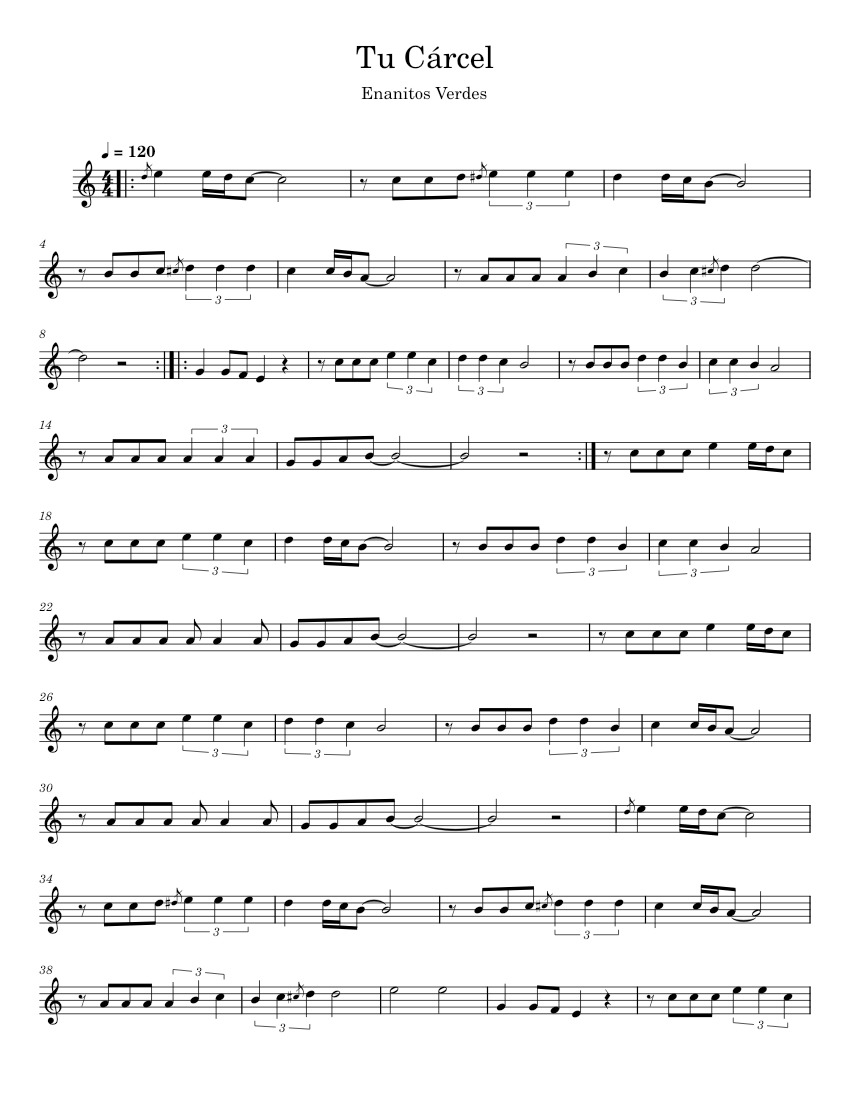 Tu carcel - Enanitos Verdes Sheet Music for Piano (Solo) Easy ...