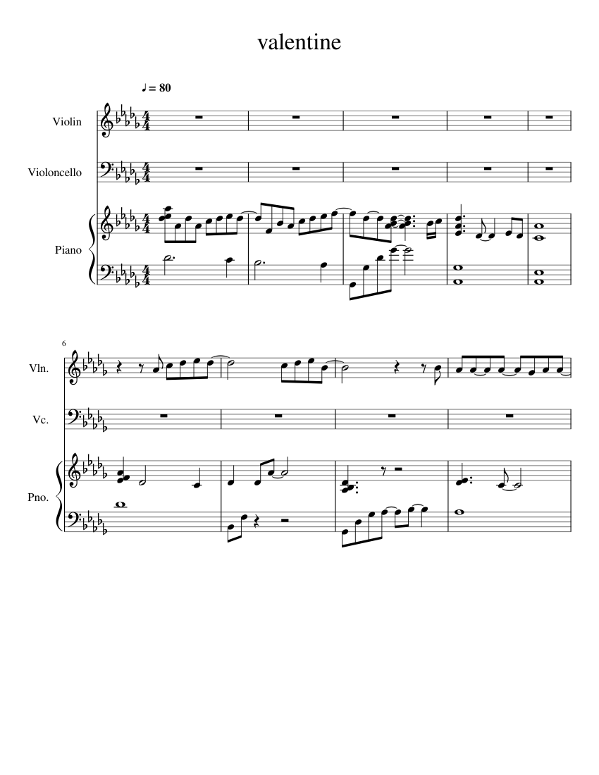 Valentine Sheet music for Piano, Violin, Cello (Piano Trio) | Musescore.com