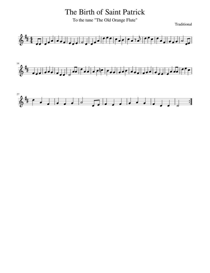 Traditional music - The Birth of Saint Patrick Sheet music for Piano ...