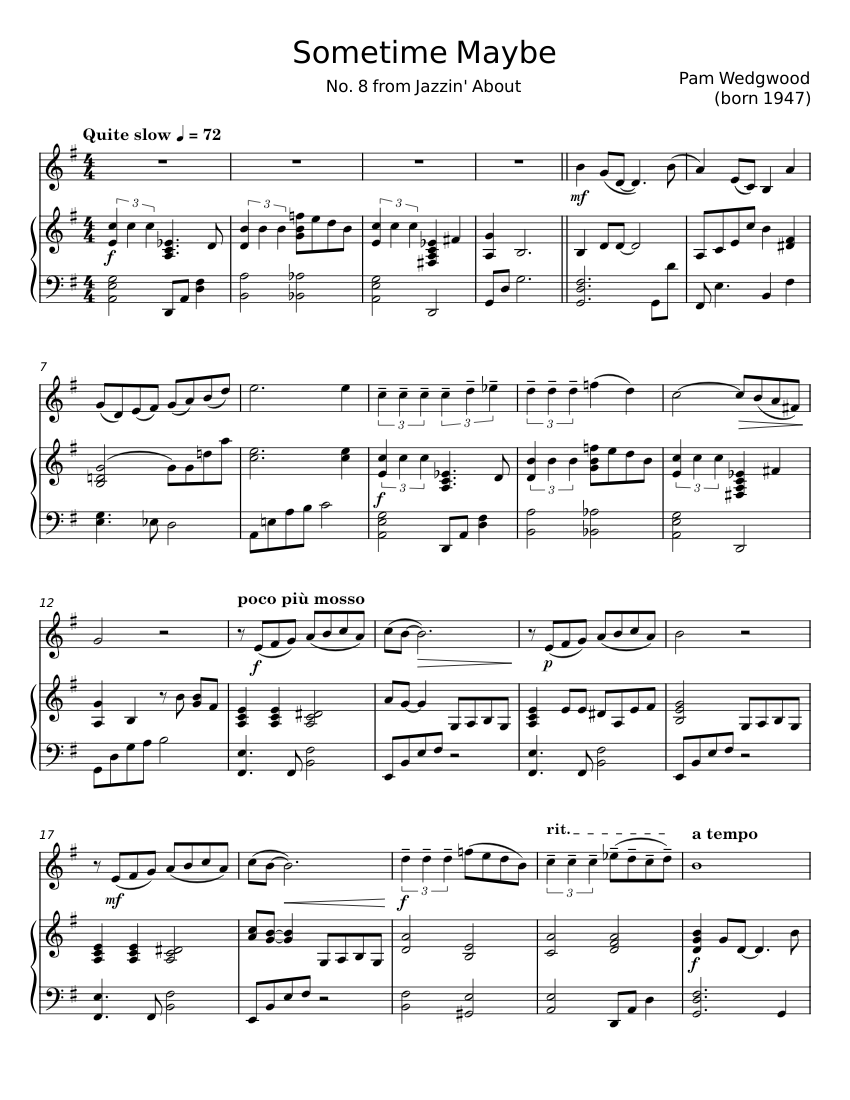 Sometime Maybe - Pam Wedgwood Sheet Music for Piano, Violin (Mixed Trio ...