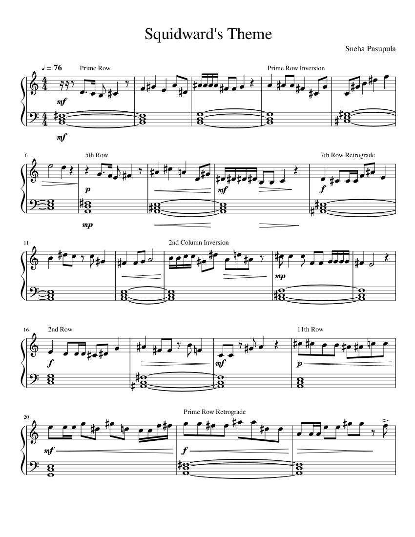 Squidward's Theme Sheet music for Piano (Solo) Easy | Musescore.com