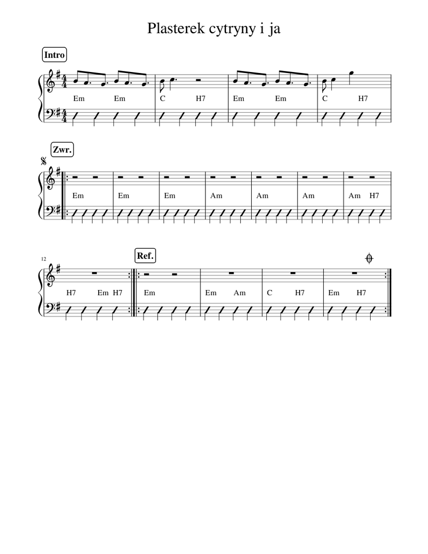 Plasterek cytryny i ja Sheet music for Piano (Solo) Easy | Musescore.com