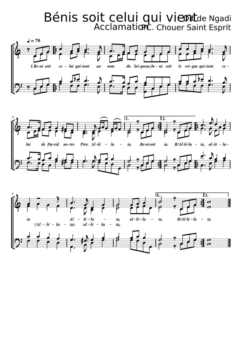 Bénis soit celui qui vient Sheet music for Organ, Vocals (Choral ...