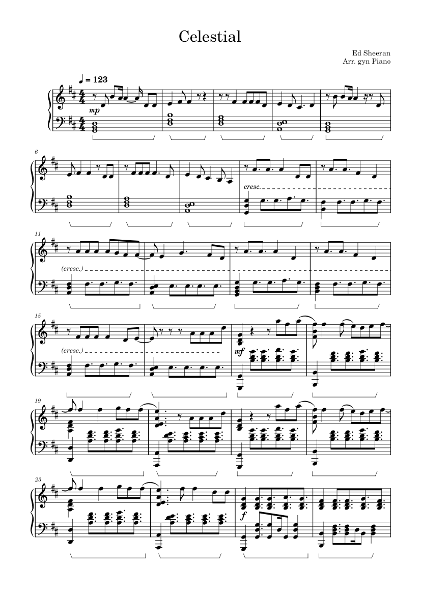 Celestial – Ed Sheeran [Piano Arrangement] Sheet Music for Piano (Solo) | MuseScore.com