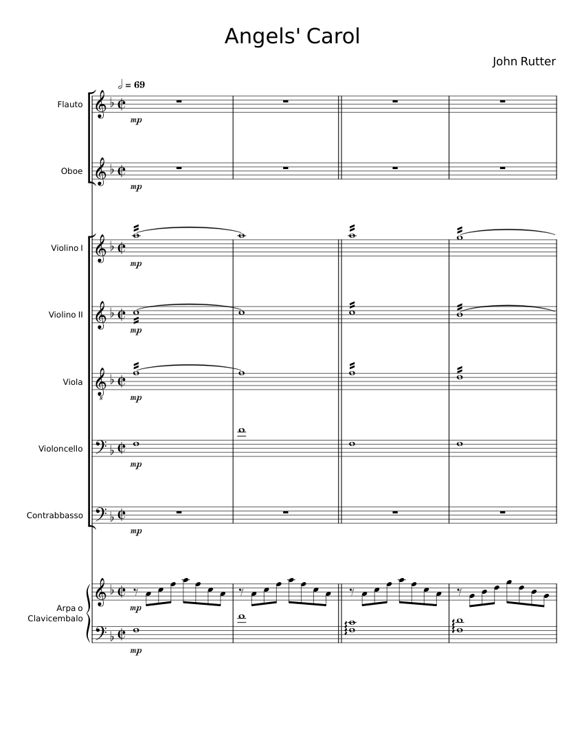 Angels' Carol - John Rutter Sheet Music for Flute, Oboe, Violin, Viola & more instruments (Mixed ...