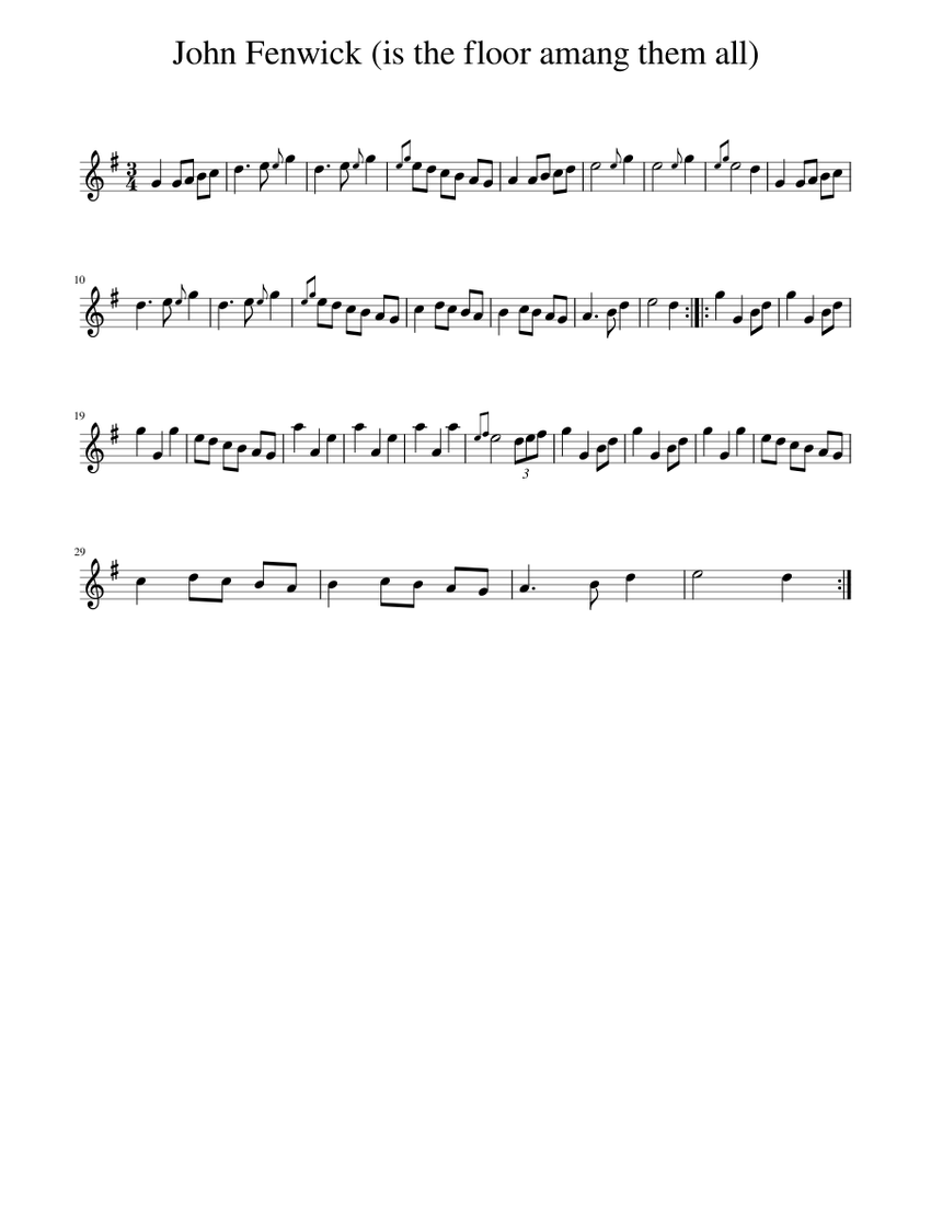 John Fenwick (is the floor amang them all) Sheet music for Piano (Solo ...