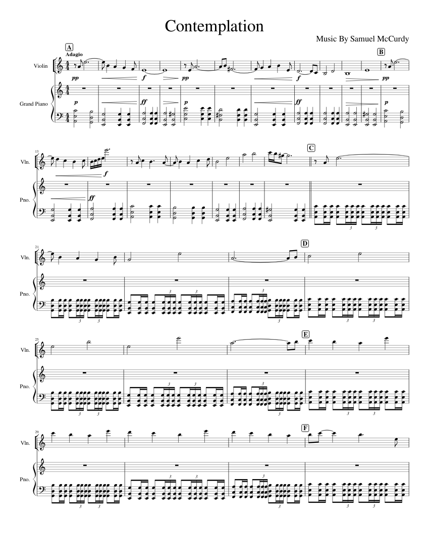 Contemplation - Music By Samuel McCurdy Sheet music for Piano, Violin ...