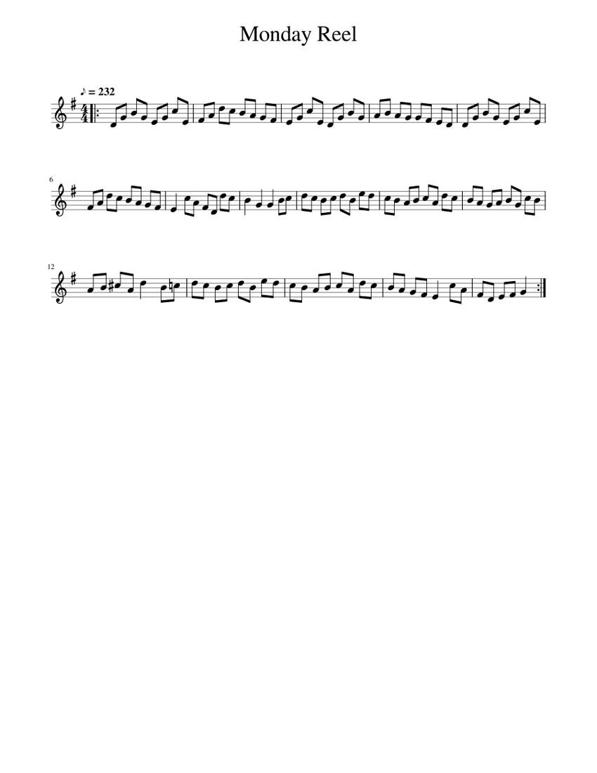 Monday Reel Sheet music for Piano (Solo) | Musescore.com