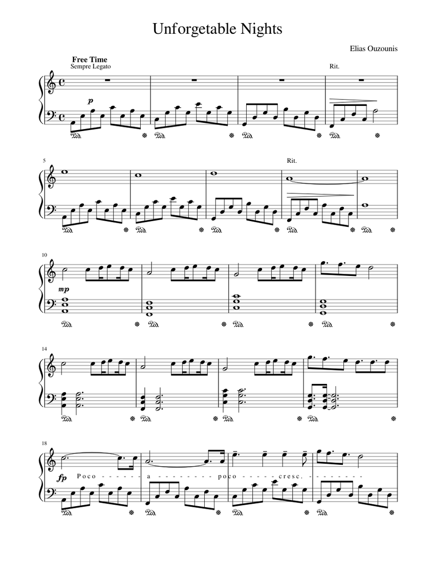 Unforgetable Nights Sheet music for Piano (Solo) | Musescore.com
