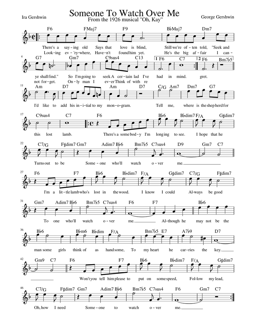 Someone To Watch Over Me (Leadsheet) Sheet music for Piano (Solo ...