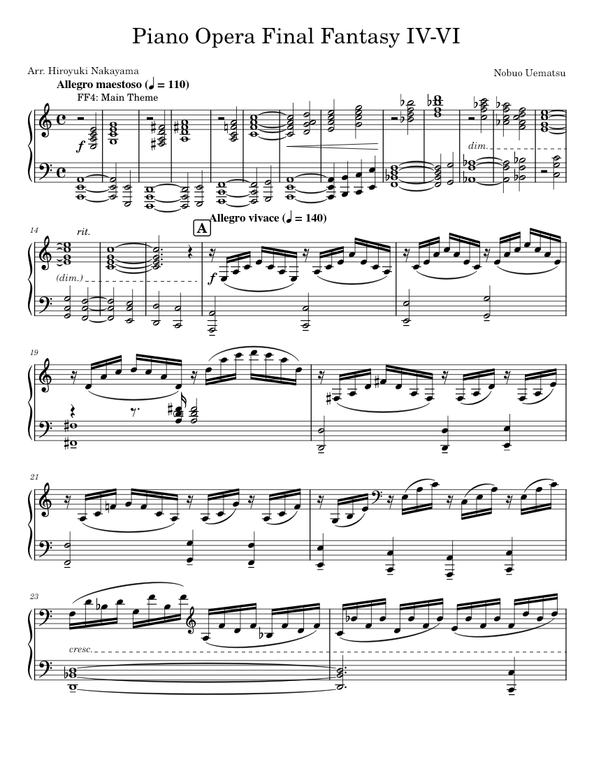 Piano Opera Final Fantasy IV-VI Sheet music for Piano (Solo ...