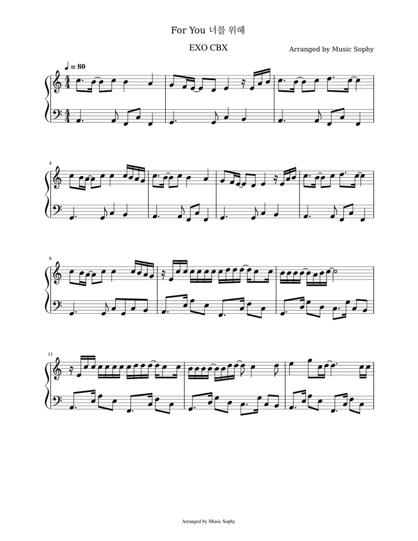 For You – 보보경심:려 For You – EXO Sheet music for Piano (Solo) Easy | Musescore.com