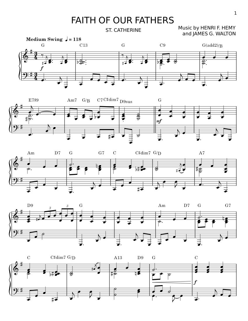 Faith Of Our Fathers [Jazz version] - Henri F. Hemy Sheet Music for ...