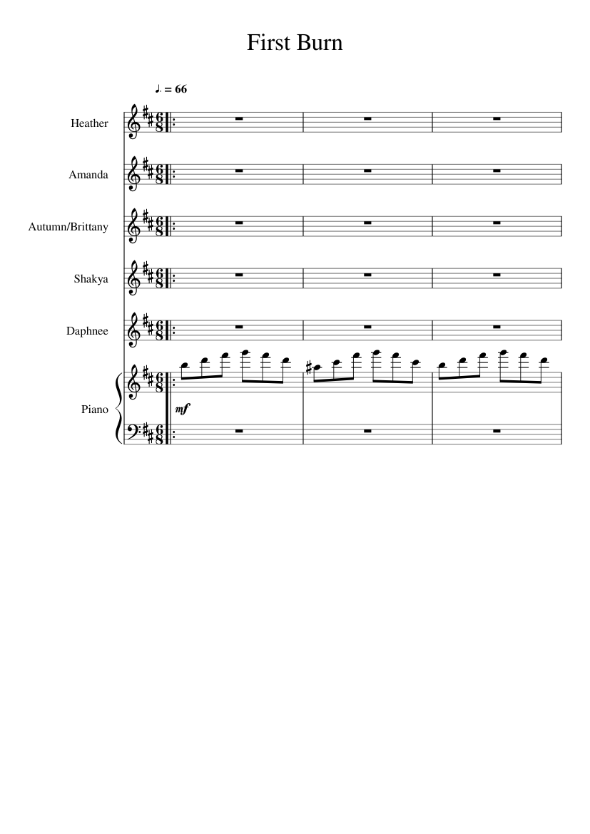 First Burn Sheet music for Piano, Oboe (Piano Sextet) | Musescore.com