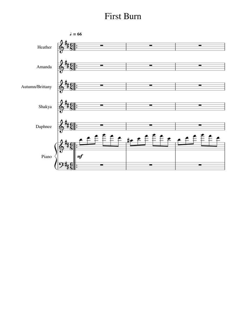 First Burn Sheet music for Piano, Oboe (Piano Sextet) | Musescore.com