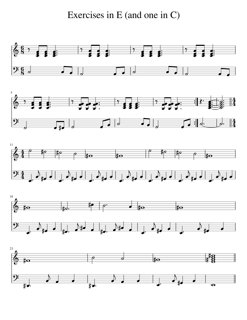 E exercises Sheet music for Piano (Solo) Easy | Musescore.com