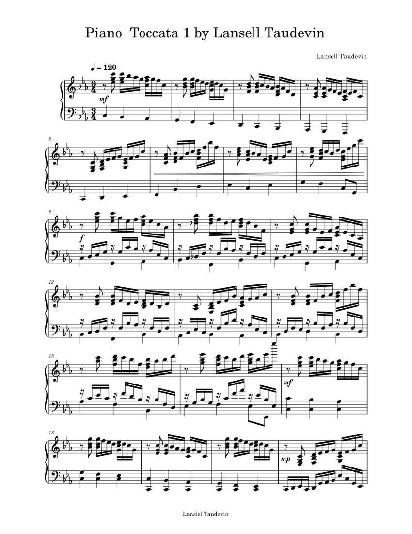 Piano Toccata 1 by Lansell Taudevin Sheet music for Piano (Solo ...