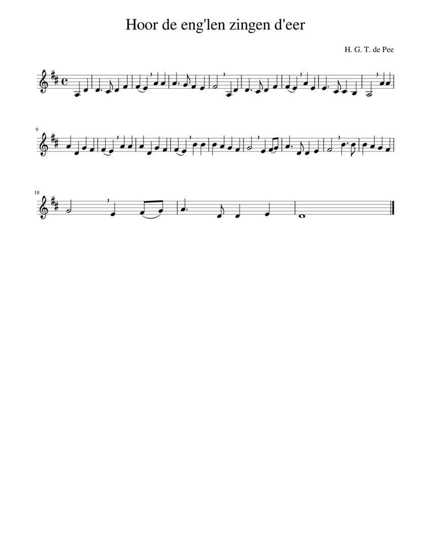 Hoor_de_eng'len_zingen_d'eer Sheet music for Piano (Solo) | Musescore.com