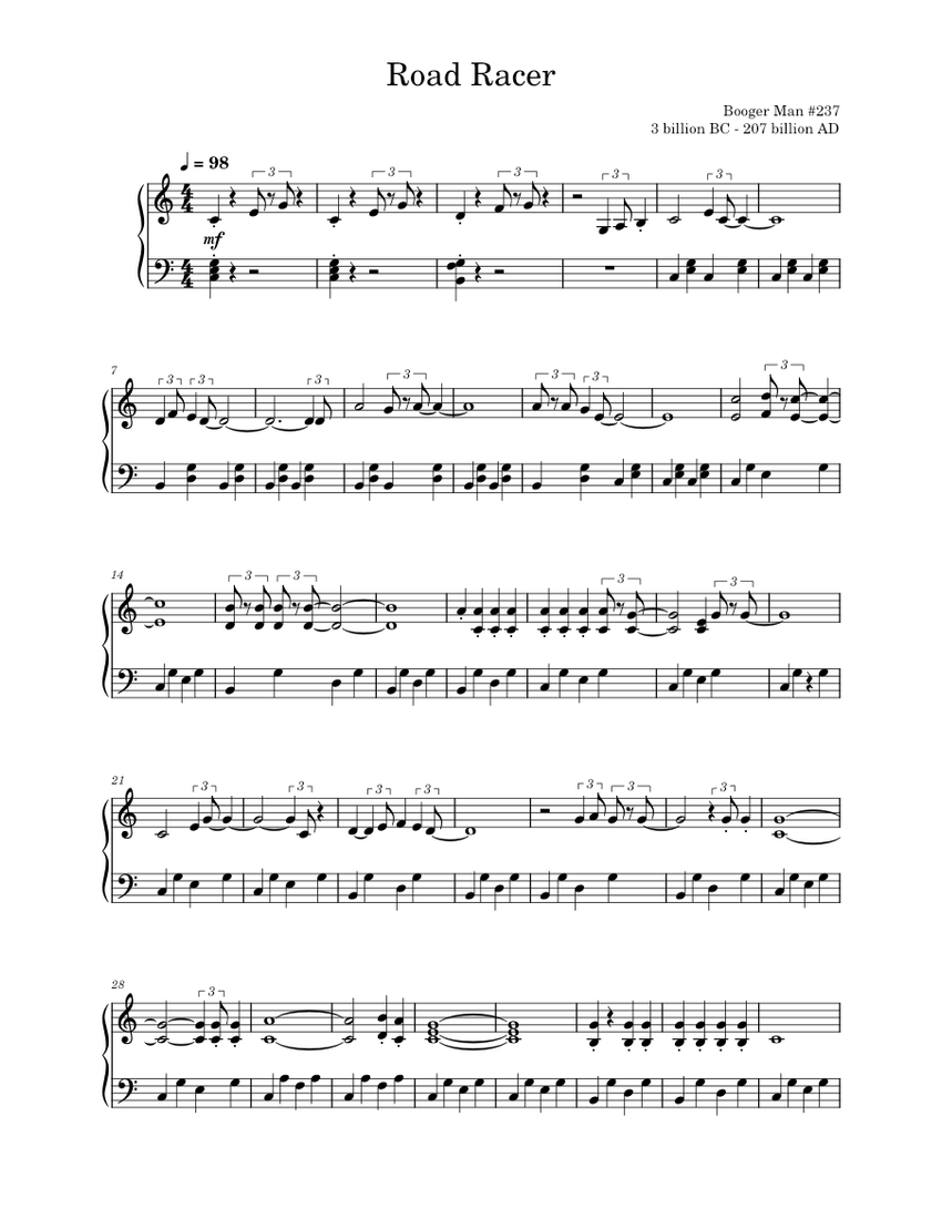 Road Racer Sheet music for Piano (Solo) | Musescore.com