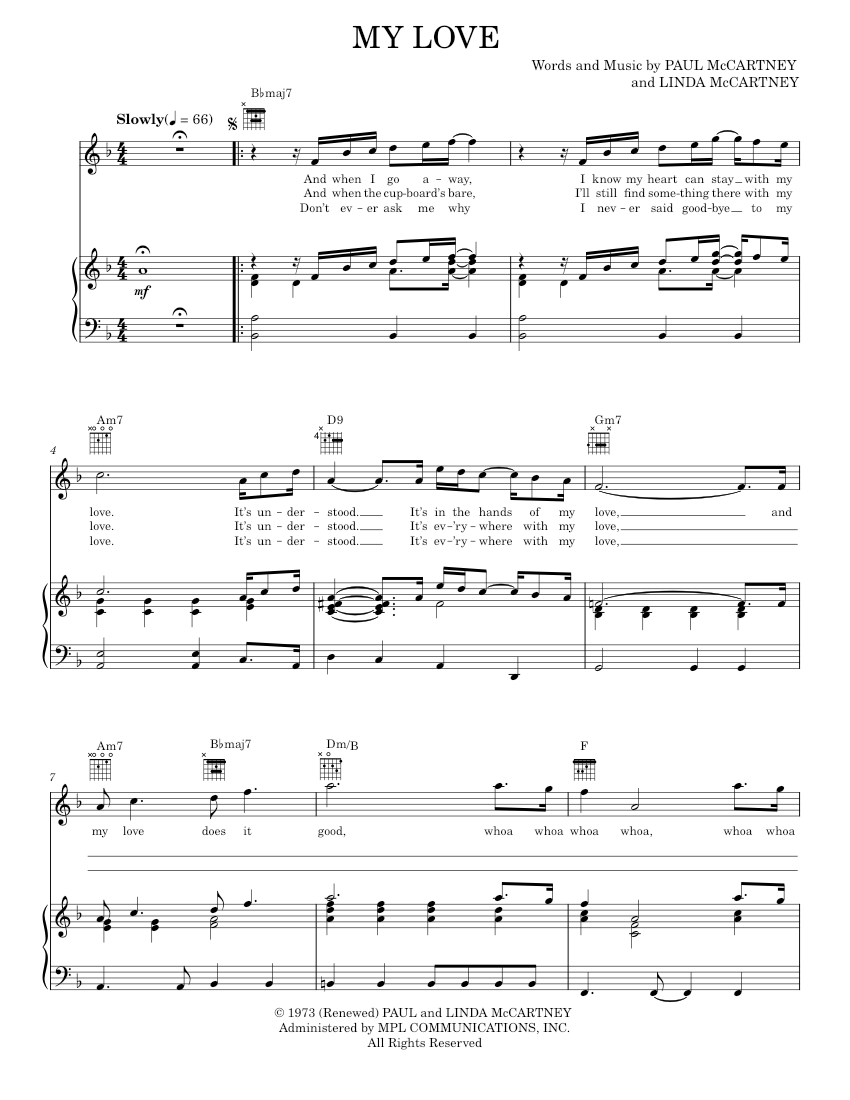 Play Official version of My Love Sheet Music by Paul McCartney and the ...