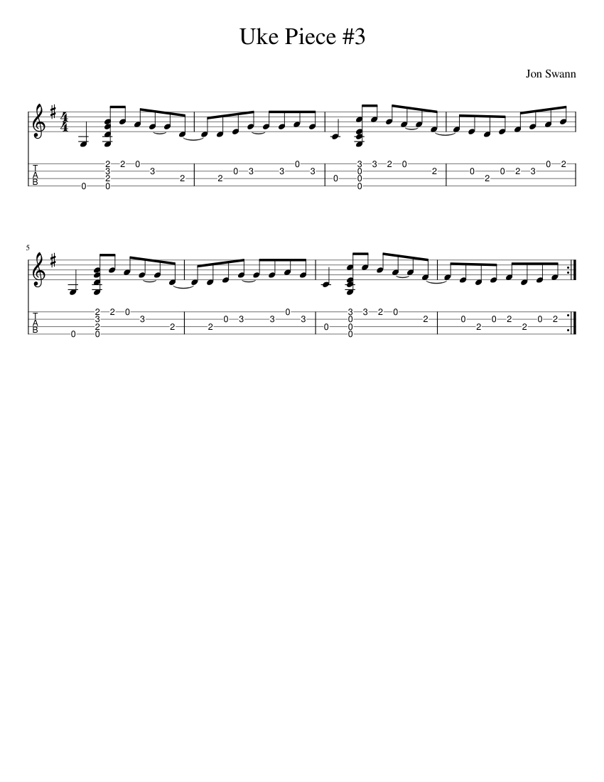 Uke Piece #3 - Low G Sheet music for Ukulele (Solo) | Musescore.com