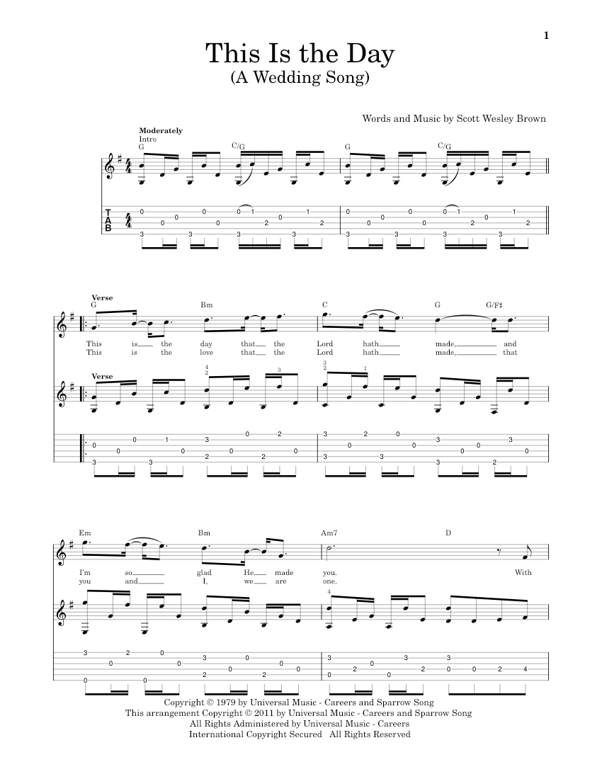 Play Official version of This Is The Day (A Wedding Song) Sheet Music ...