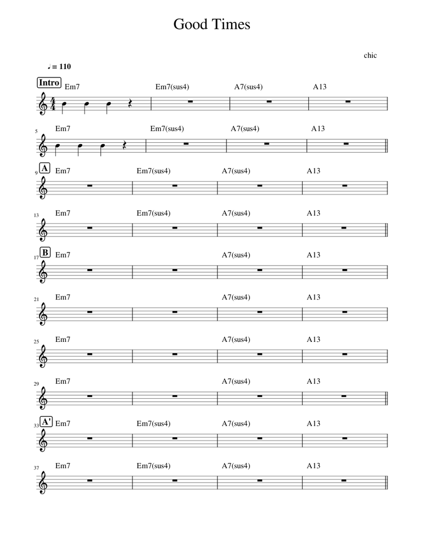 Good Times 리드싯 Sheet music for Piano (Solo) Easy | Musescore.com