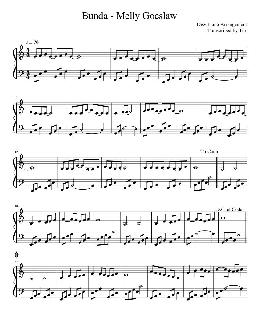 Bunda (Melly Goeslaw) Sheet music for Piano (Solo) Easy | Musescore.com