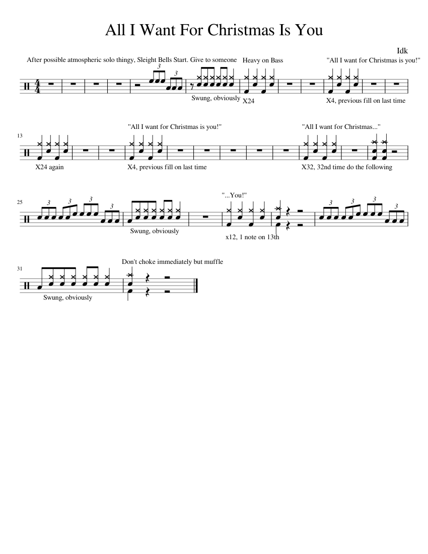 All I Want For Christmas Is You Sheet music for Drum group (Solo ...