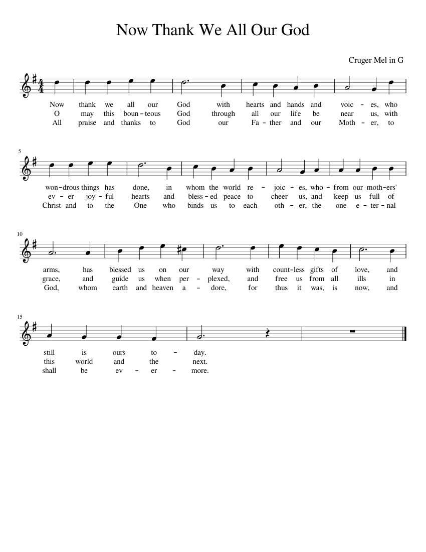 Now Thank We All Our God Sheet music for Piano (Solo) Easy | Musescore.com