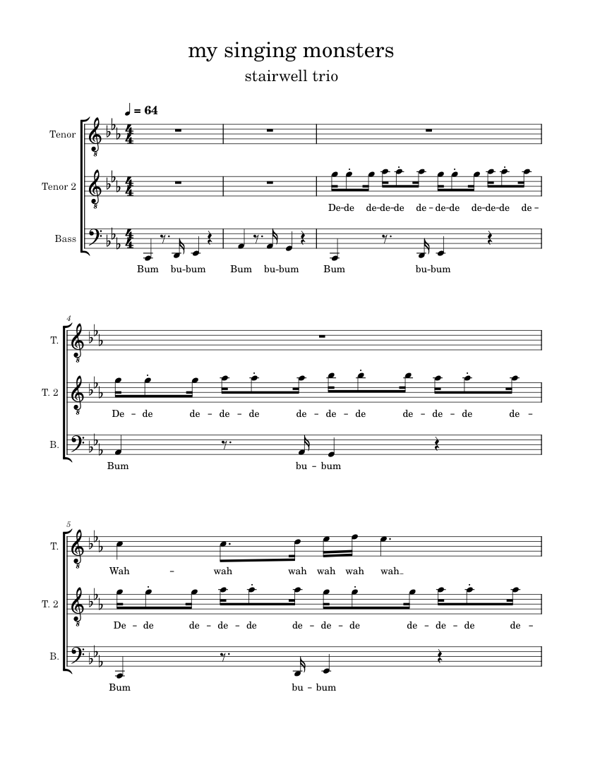 my singing monsters Sheet Music for Tenor, Bass voice, Baritone (Men’s ...
