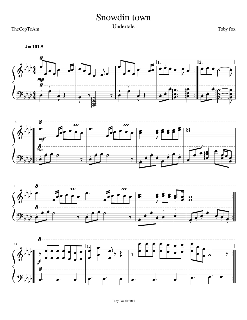 Snowdin town Sheet Music for Piano (Solo) | MuseScore.com