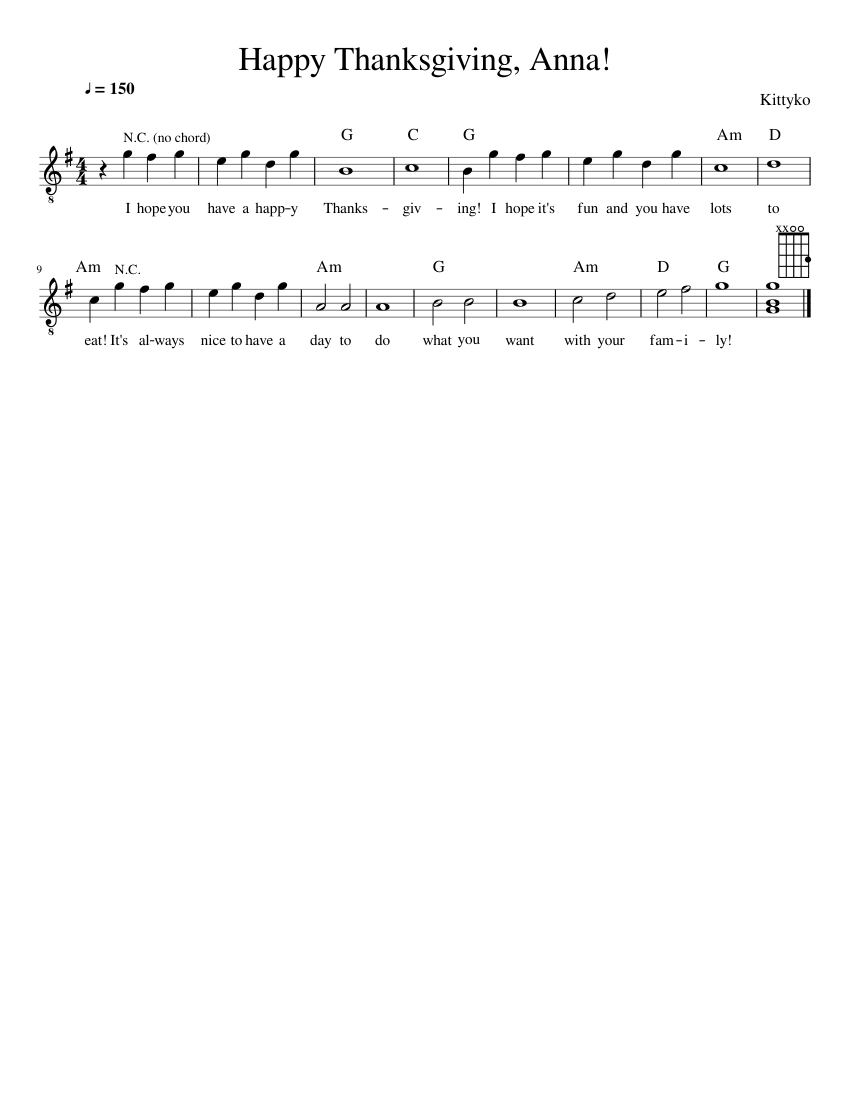 Happy Thanksgiving Anna Sheet music for Guitar (Solo) | Musescore.com