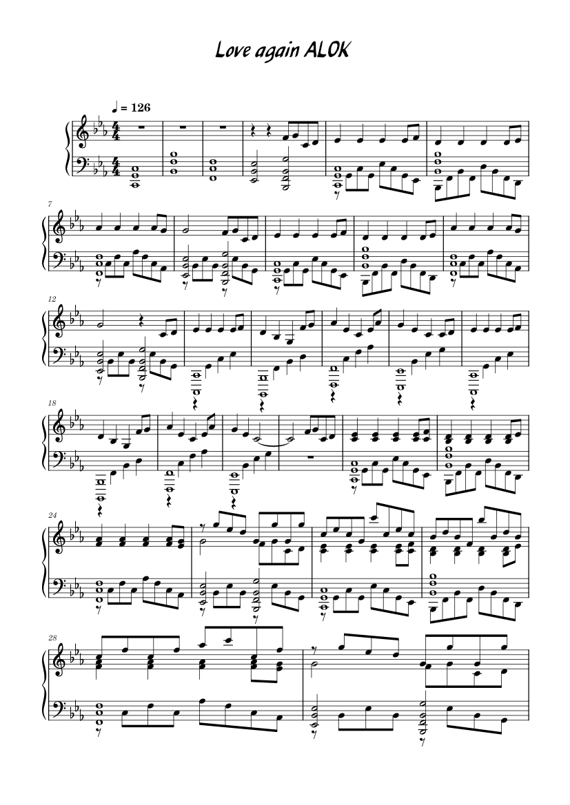 Love again – Alok Love again ALOK Sheet music for Piano (Solo ...