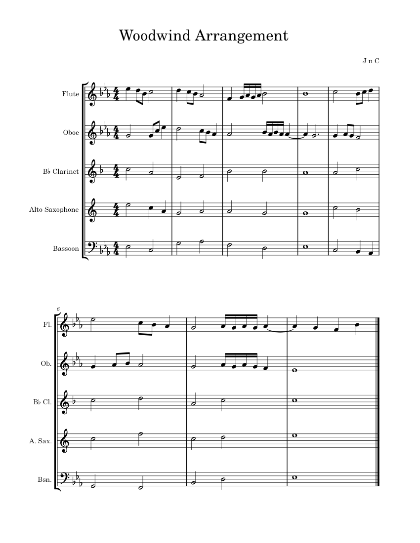 Woodwind_Arrangement Sheet music for Flute, Oboe, Clarinet in b-flat ...