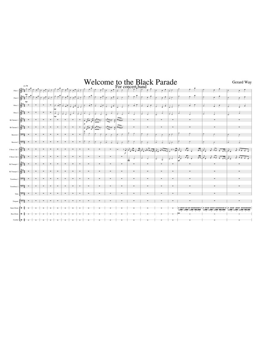 Welcome to the Black Parade for Concert Band Sheet music for Trumpet ...