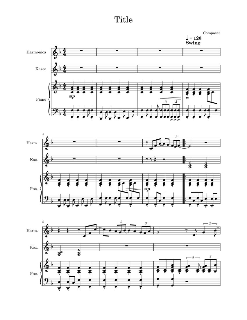 brosh Sheet music for Piano, Kazoo, Harmonica (Mixed Trio) | Musescore.com