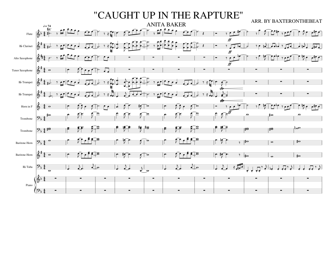 "CAUGHT UP IN THE RAPTURE" Sheet Music for Piano, Trombone, Tuba, Flute ...