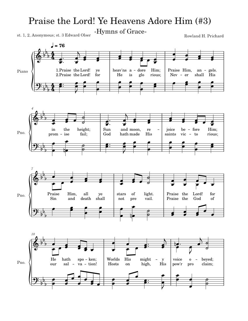 Praise the Lord, ye heavens adore Him – Misc Traditional 3 Sheet music ...